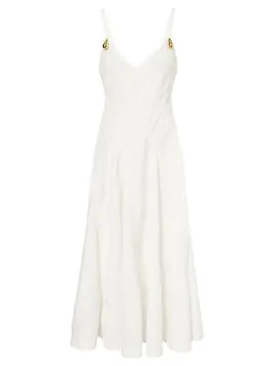 Bottega Veneta Compact Metal Drop Cotton Midi Dress - Chalk