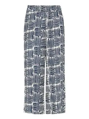 Whistles Abstract-print Cropped Woven Trousers - Blue