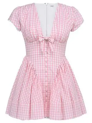 House Of Cb Checked Stretch-cotton Mini Dress - Pink Gingham
