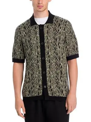 Hugo Sgeo Short Sleeve Knitted Jacquard Shirt - Open Green