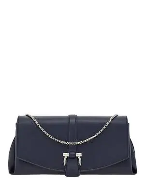 FERRAGAMO Limoges Front Flap Crossbody Bag - New Navy Denim