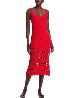 Cara Cara Joan Crochet Midi Dress - Red Crochet