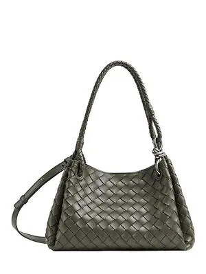Bottega Veneta Parachute Leather Top Handle Bag - Pickle/vintage Silver