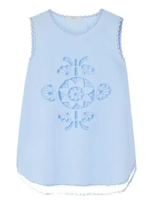 Vita Kin Havana Scalloped Broderie Anglaise Tank - Blue