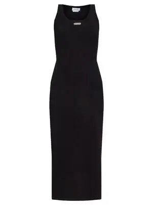 Alexander McQueen Placket Sleeveless Midi Dress - Black
