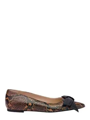 Moschino Snakeskin-effect Ballerina Shoes - Brown