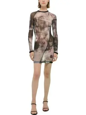 Helmut Lang Printed Mini Dress - Neutrals