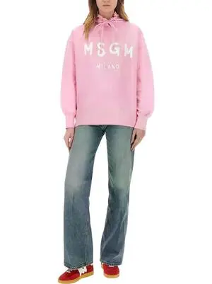 MSGM Logo-printed Hoodie - Pink