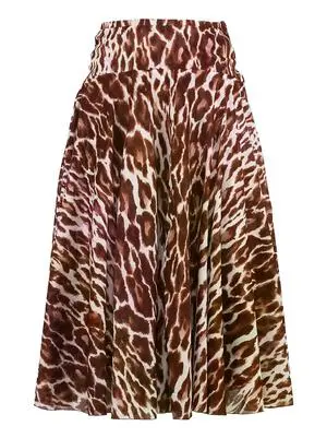 SAMANTHA SUNG Aster Leopard-Print Midi Skirt