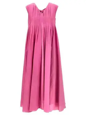Max Mara Pleated Midi Dress With Bow Detail - Pink