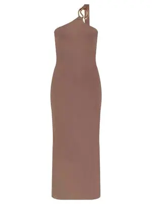 Cult Gaia Chani Asymmetric Neckline Midi Dress - Brown