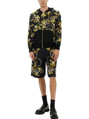 Versace Barocco-print Zip-up Hoodie - Black