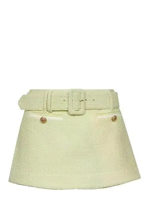 SELF-PORTRAIT Belted Shorts - Yellow