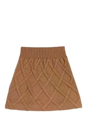 JIL SANDER Wool Mini A-line Skirt - Brown