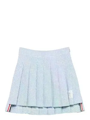 Thom Browne Pleated Tweed Midi Skirt - Blue