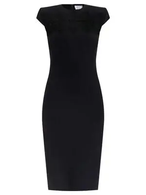 Alexander McQueen Cap-sleeve Lace-embroidered Midi Dress - Black