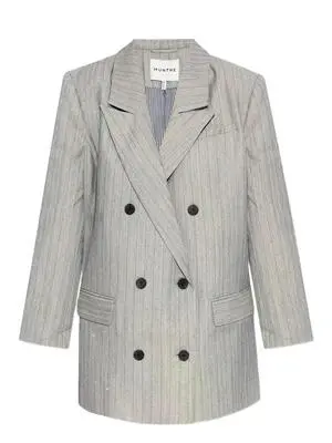 Munthe Double-breasted Pinstripe Blazer - Grey