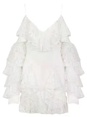 Balmain Ruffled Mini Dress - White