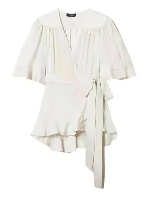 TWINSET Ruffled Wrap Blouse - White