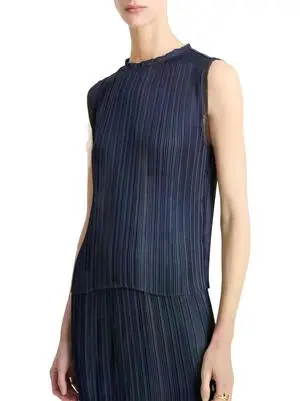 Vince Sleeveless Pleated Top - Blue