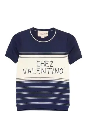 Valentino Garavani Valentino Garavani Chez Valentino Striped Knit Sweater Blue