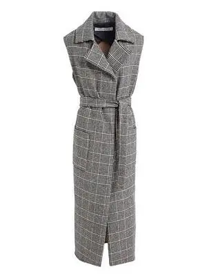 SHIRTAPORTER Flannel Glen Plaid Belted Coat - Black