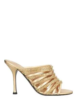Valentino Garavani Leather Sandals With Appliqués And Crystals - Gold