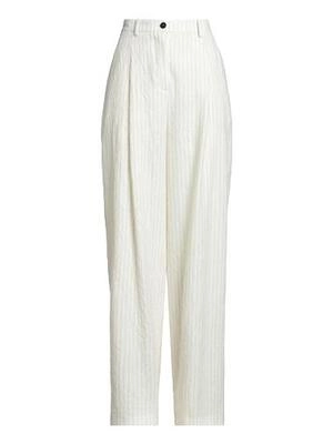 ALYSI ALYSI Virgin Wool Pinstriped Wide-Leg Pants Ivory