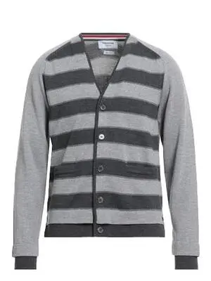 Thom Browne Cardigan In Virgin Wool - Grey