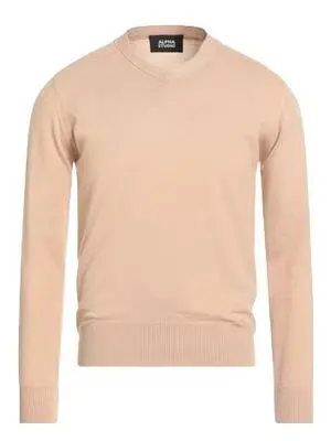 Alpha Studio Sweater In Merino Wool - Beige