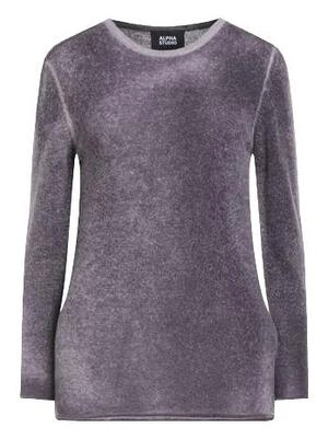 Alpha Studio Sweater In Baby Alpaca Wool Blend - Plum