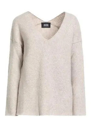 Alpha Studio V-neck Sweater - Beige