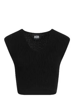 Alpha Studio Merino Wool Sweater - Black