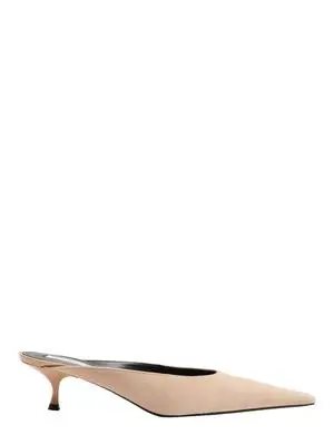 Victoria Beckham 45 Suede Mules - Beige