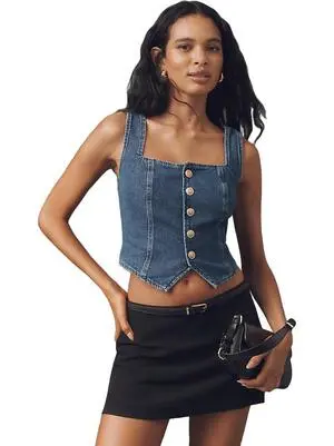 REFORMATION Bo Denim Crop Vest Top - Keila