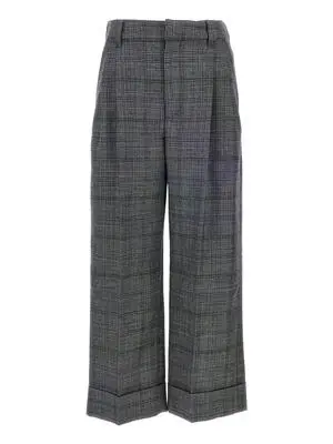 Brunello Cucinelli Checked Wool Trousers - Grey