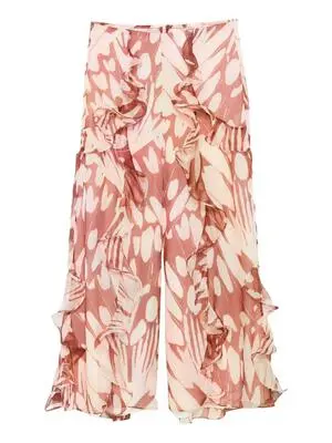 PATBO Abstract Print Ruffled Trousers