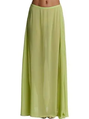Naked Wardrobe Chiffon A-line Maxi Skirt - Chartreuse