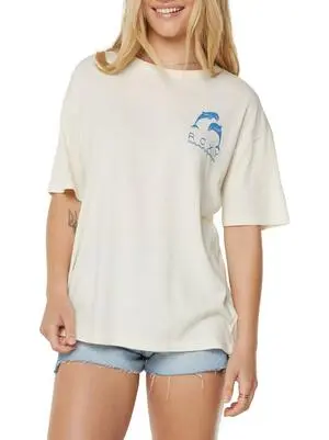 Roxy Oversized Cotton Graphic T-shirt - Egret Sunset Dreams
