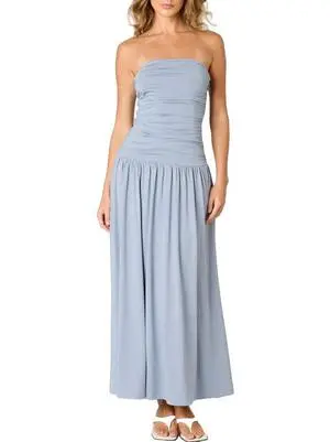 NIA Santal Strapless Dress - Slate Blue
