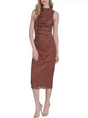 VINCE CAMUTO Lace Sleeveless Sheath Midi Dress