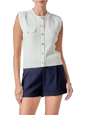 Endless Rose Button Detailed Sweater Vest - Cream