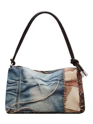 Desigual Denim Mixed Media Shoulder Bag - Blue Multi