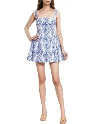 Badgley Mischka Fit & Flare Mini Dress - Blue Multi
