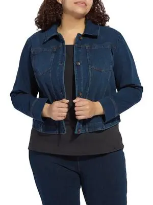 Lyssé Curve Hem Denim Trucker Jacket - Indigo
