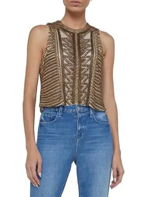 L'Agence Kienna Embellished Sleeveless Top - Parchment