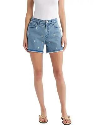 Rag & Bone Embellished Cutoff Denim Shorts - Blue Embellished