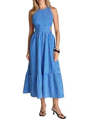 English Factory Tiered Sleeveless Dress - Blue Stripe