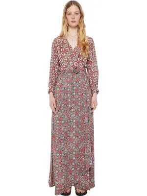 Natalie Martin Kate Long Sleeve Maxi Dress - Blue