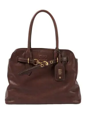 Miu Miu Large Leather Shoulder Bag - Brown